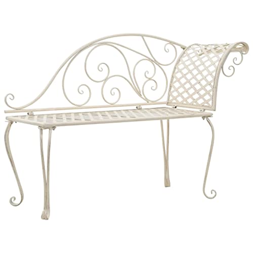vidaXL Patio Chaise Lounge Garden Ourdoor Lawn Backyard Bench Seating Seat Home Furniture Home Brown Metal Antique Scroll-Patterned