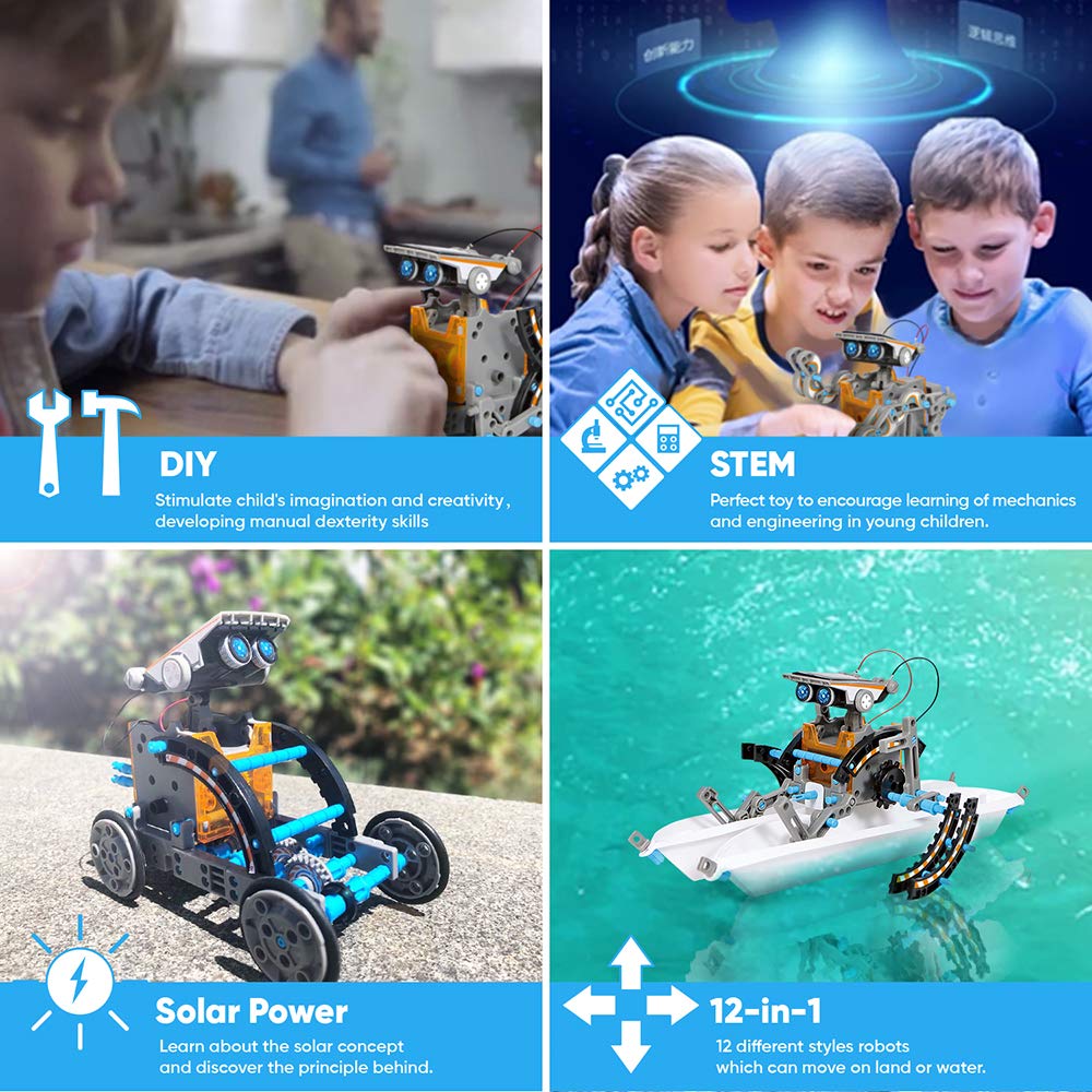 Bundle - 2 items: Sillbird STEM 12-in-1 Education Solar Robot Toys -190 Pieces DIY Building Science Experiment Kit for Kids Aged 8-10 and Older