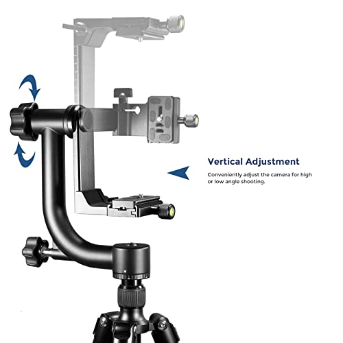 Neewer Professional Heavy Duty Metal 360 Degree Panoramic Gimbal Tripod Head with Standard 1/4'' Quick Release Plate and Bubble Level for DSLR Cameras up to 30lbs/13.6kg