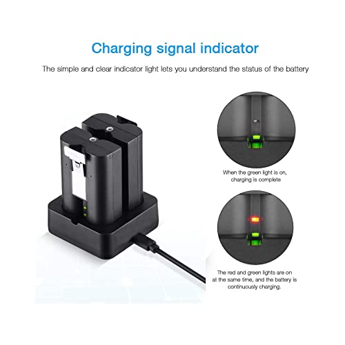 2 Packs 6040mAh Rechargeable Battery and Dual USB Charging Station Compatible with Ring, for Video Doorbell Camera 2/3/4, Stick Up Cam Battery and Spotlight Cam Battery 3.65V Lithium-Ion Batteries