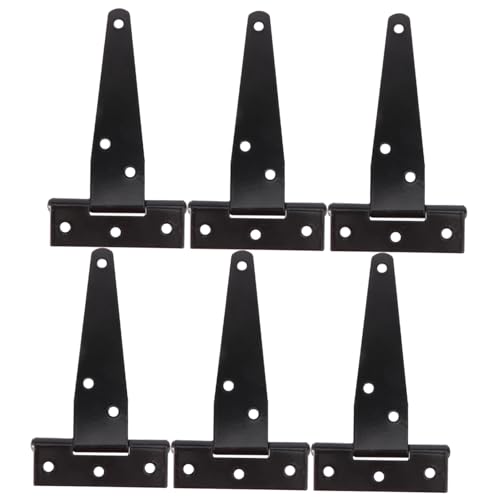 Generic 6pcs 4 Steel Door Hinges T Strap Hinges Black Door Hinges Heavy Duty Shed Hinges Heavy Duty Tee Hinge Square Barn Hinges Garden Shed Hinges T Hinge Shed Flat Spring Iron Hardware