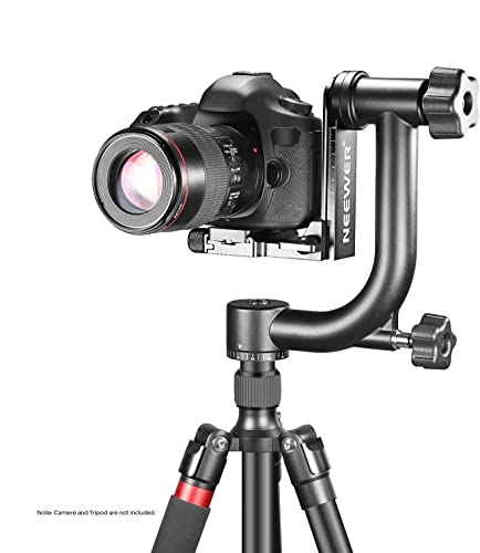 Neewer Professional Heavy Duty Metal 360 Degree Panoramic Gimbal Tripod Head with Standard 1/4'' Quick Release Plate and Bubble Level for DSLR Cameras up to 30lbs/13.6kg