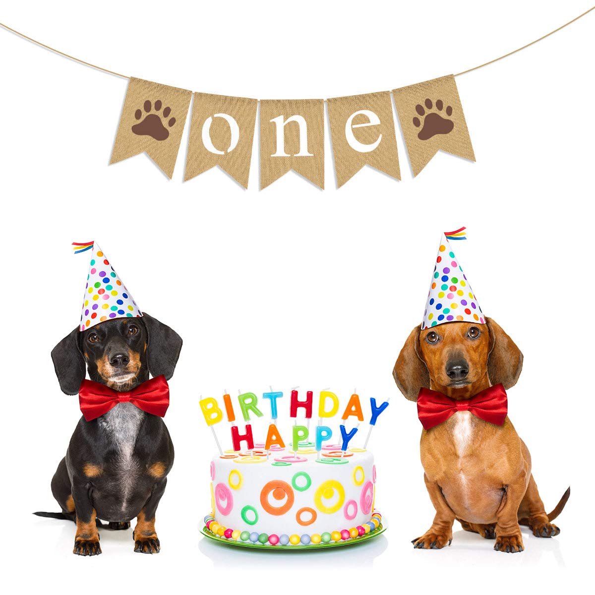 Rainlemon Jute Burlap Dog Puppy One Banner Pet or Boy 1st Birthday Party Garland Decoraiton