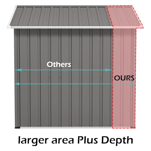 TOLEAD Metal Outdoor Storage Shed 6FT x 4FT, Outside Storage Unit with Triangular Roof & Lockable Door, Steel Utility Tool Shelter for Backyard Garden Patio Lawn, Dark Grey…