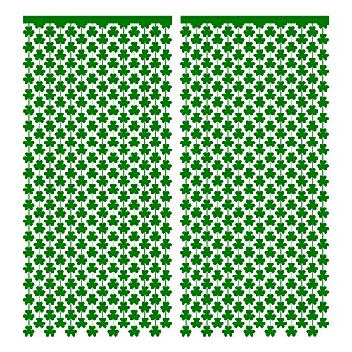 St.Patrick’s Day Shamrock Foil Curtain - Irish Lucky Green Clover Backdrop Photo Booth Party Decorations Supplies 3PCS