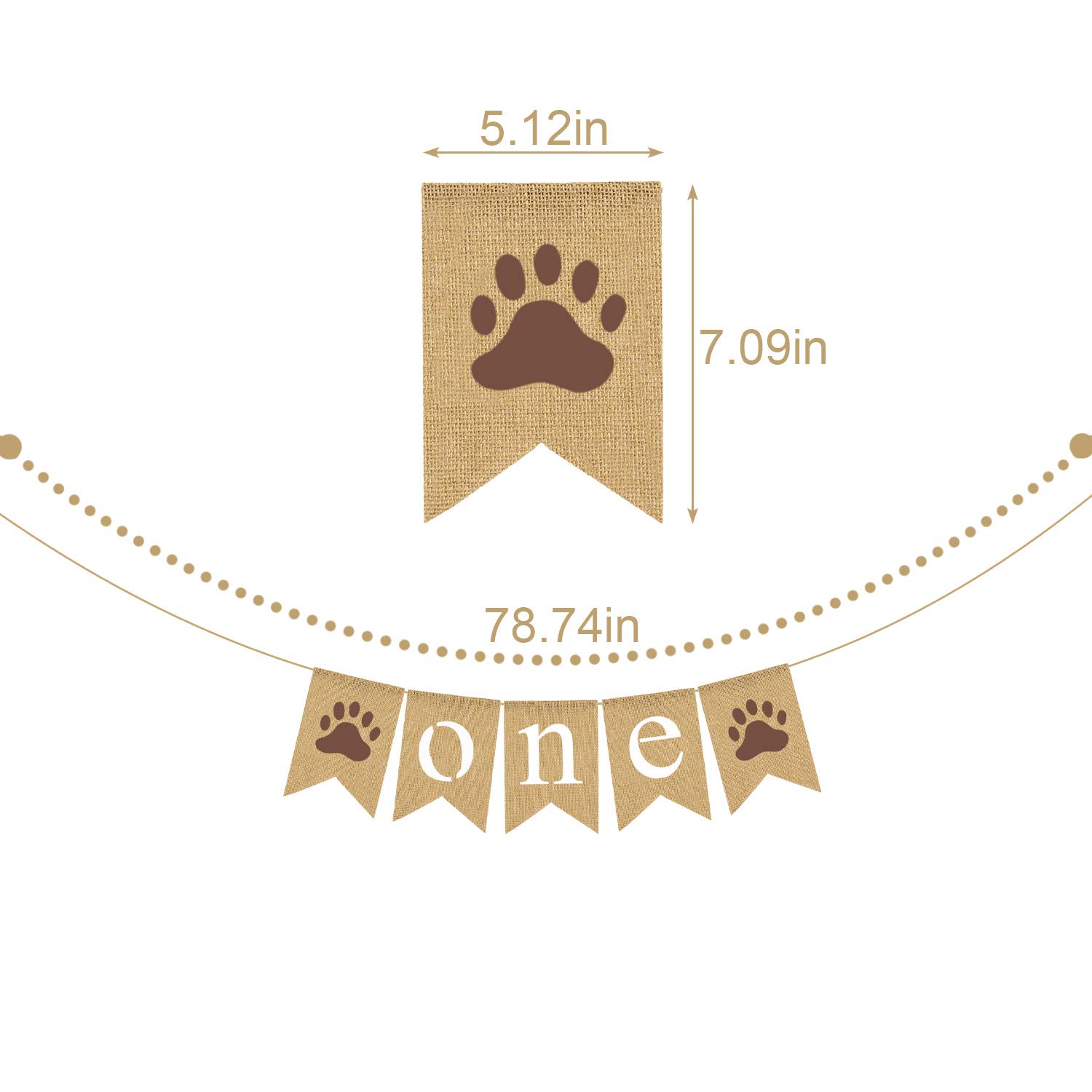 Rainlemon Jute Burlap Dog Puppy One Banner Pet or Boy 1st Birthday Party Garland Decoraiton