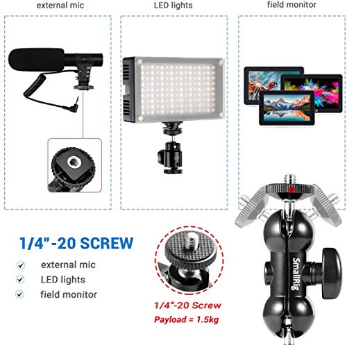SMALLRIG Super Camera Clamp Mount, Double Ball Head Adapter, Fence Desk Table Mount for Ronin-M/Insta360/Gopro, Ball Head - 1138