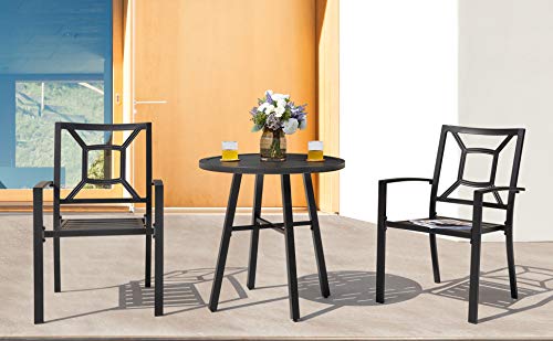 Nuu Garden 28'' Round Patio Table Metal Outdoor Dining Table for Balcony Bistro Porch Black