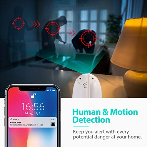 NETVUE Indoor Camera, 1080P FHD 2.4GHz WiFi Pet Camera, Home Camera for Pet/Baby, Dog Camera 2-Way Audio, Indoor Security Camera Night Vision, AI Human Detection, Cloud Storage/TF Card, White