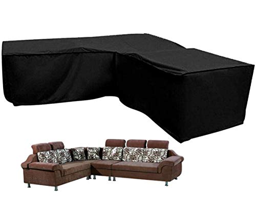 Silvotek L Shaped Garden Furniture Covers - Protective Cover for Corner Sofa with Durable Hem Cord, 210D L Shaped Outdoor Sofa Cover L Shaped Patio Couch Cover (L Shape 79"×106"×35.4")
