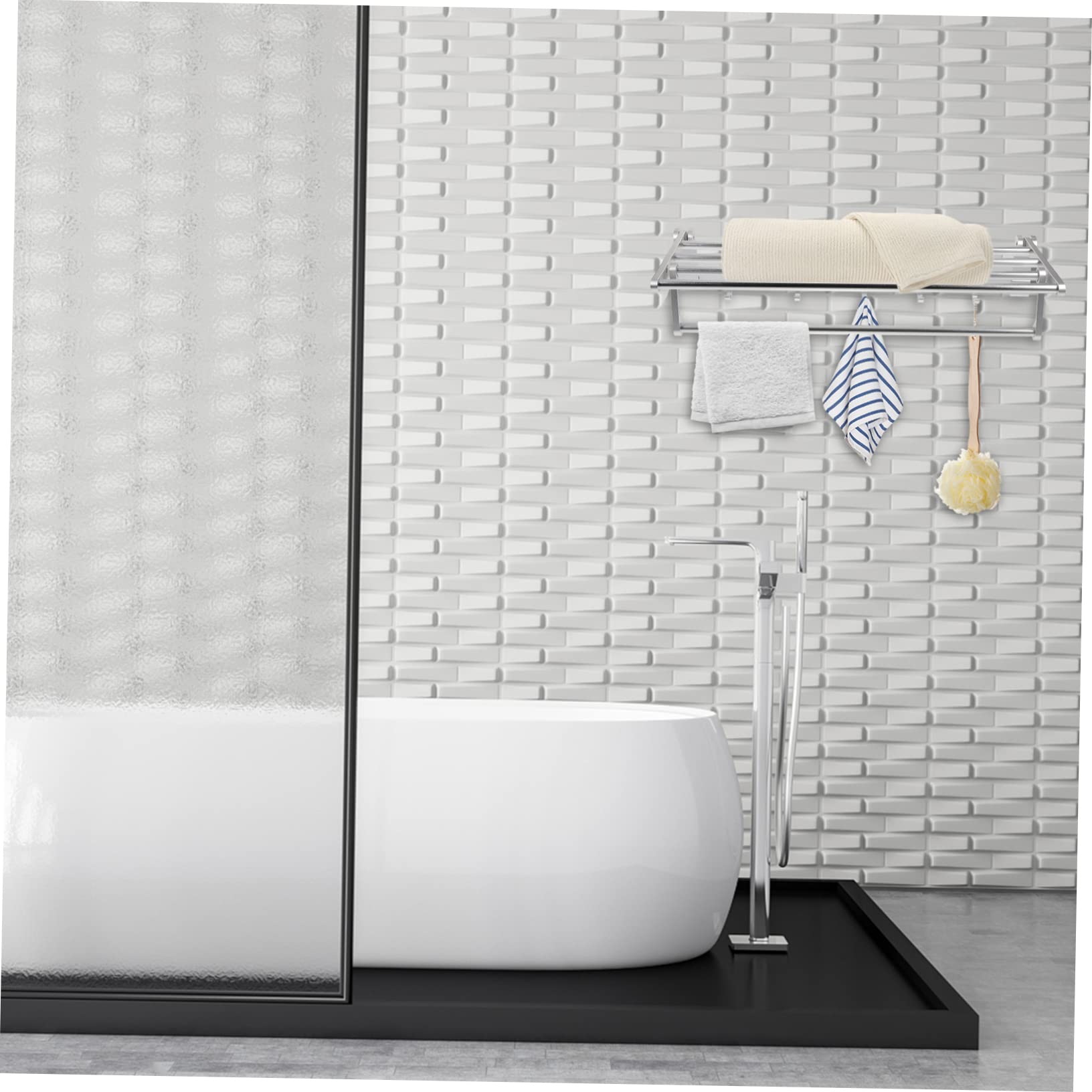 GARVALON Bathroom Towel Rack Towel Holder Bathroom Toilet Storage Rack Bathroom Towel Shelf Foldable Towel Shelf Bathroom Shelf Organizer Towel Rod No Punching Hand Towel Space Aluminum