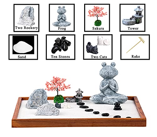 Zen Garden for Desk Jardin Zen Garden Kit Min Zen Garden Accessories Frog-Shaped 14 x 10 inch