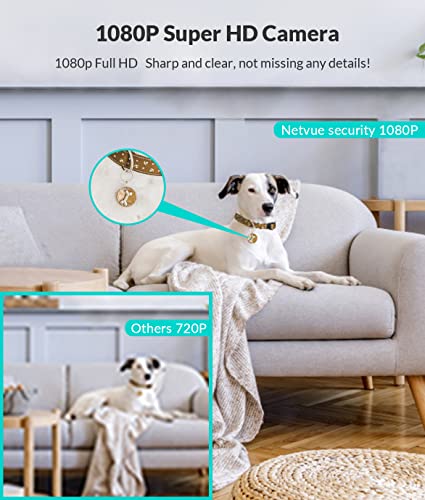NETVUE Indoor Camera, 1080P FHD 2.4GHz WiFi Pet Camera, Home Camera for Pet/Baby, Dog Camera 2-Way Audio, Indoor Security Camera Night Vision, AI Human Detection, Cloud Storage/TF Card, White