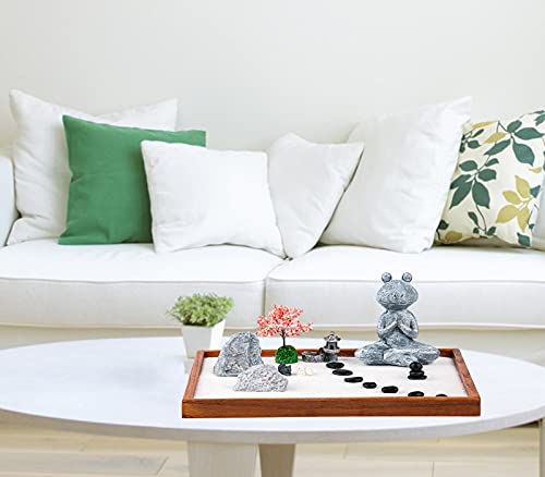 Zen Garden for Desk Jardin Zen Garden Kit Min Zen Garden Accessories Frog-Shaped 14 x 10 inch