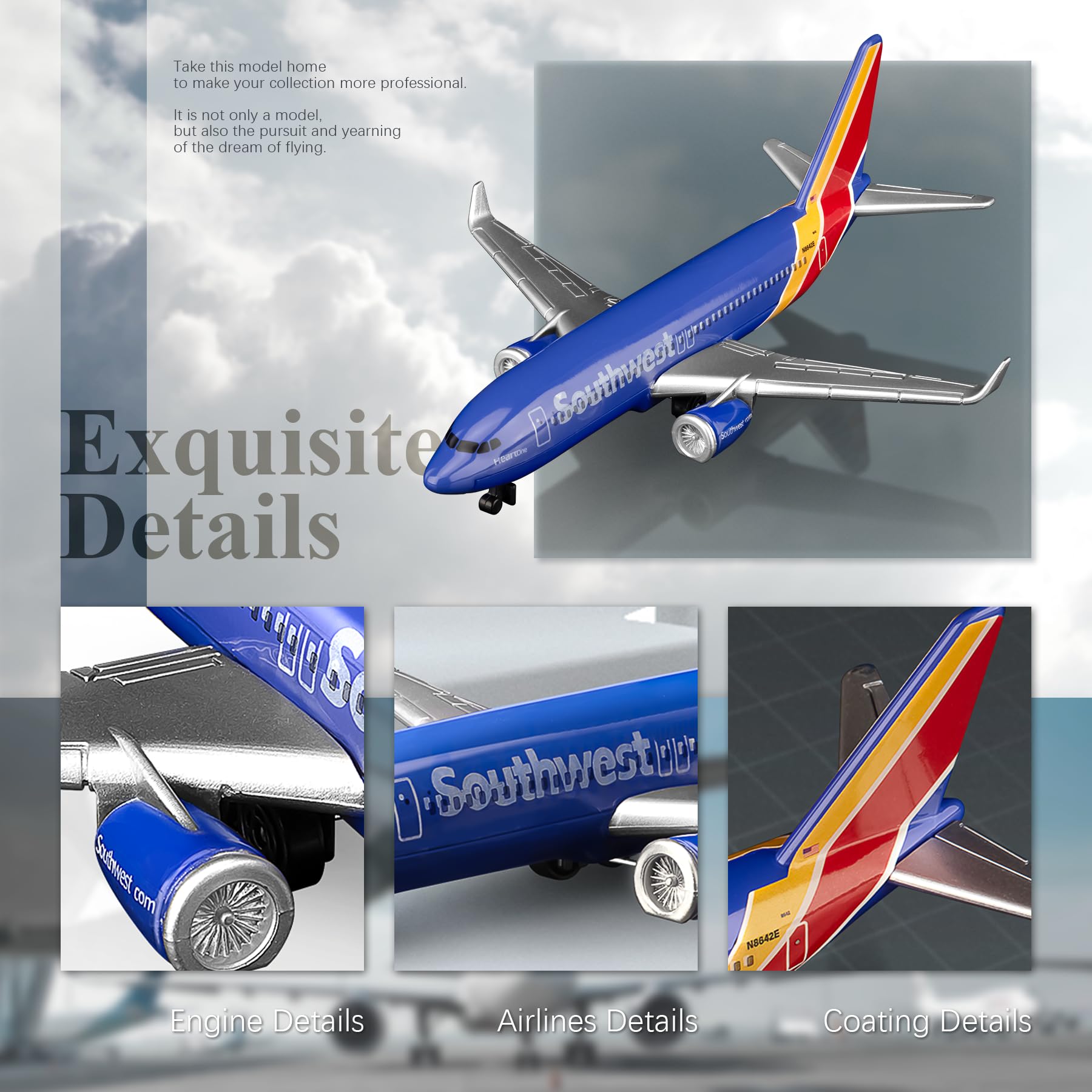 Joylludan Model Planes Southwest Model Airplane Toy Plane Aircraft Model for Collection & Gifts