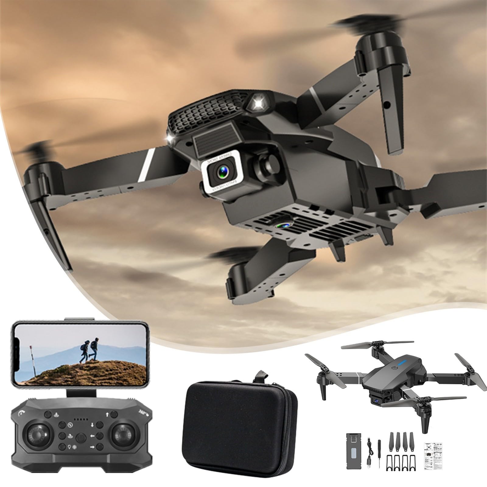 Drone with Camera 4K - Dual 1080P HD FPV Foldable Mini Drones with Carrying Case, Remote Control Drone for Kids, Teens, Adults, Beginners, Professionals