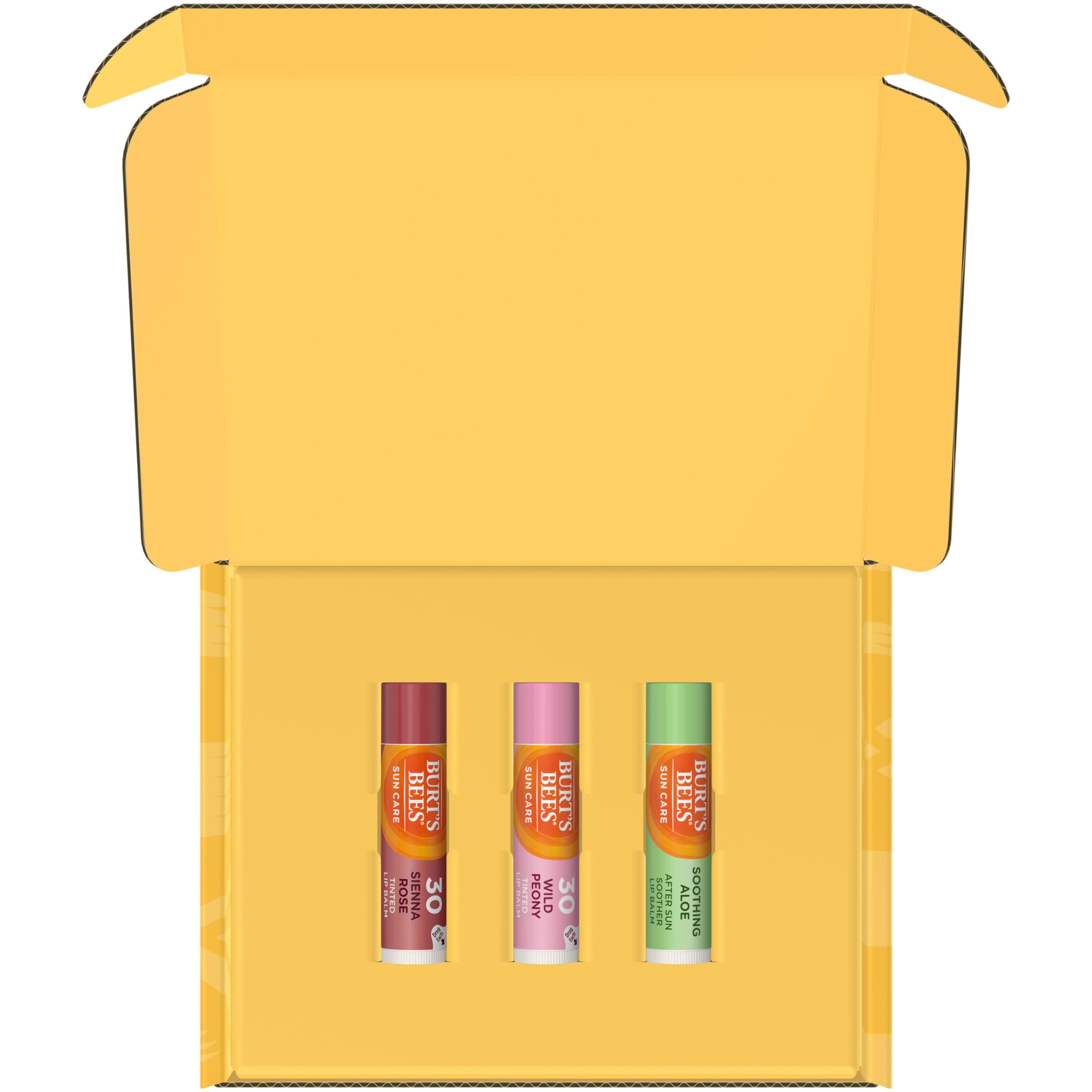 Burt's Bees SPF Lip Balms - 3 Pack Includes SPF 30 Tinted Lip Balms (2) & Soothing Aloe Lip Balm (1) with Aloe Vera, Coconut Oil & Shea Butter to Moisturize Dry Lips & After Sun Care