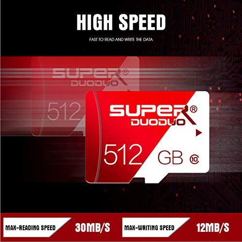 512GB Micro SD Card Fast Speed TF Card Class 10 Memory Card with a Sd Adapter for Smartphone,Surveillance,Camera