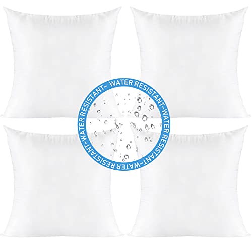 Thmyo Pack of 4 Outdoor Pillow Inserts,Water Resistant Square Decorative Throw Pillows Couch Sham Cushion Stuffer for Bed Living Room Garden Patio Bench (18x18 inch/ 45x45cm)