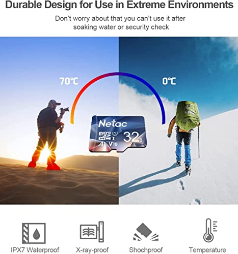 Netac 32GB Micro SD Card, 2 Pack Micro Mini SD Card SDHC UHS-I Memory Card, High Speed TF Card up to 90MB/s - Full HD Video Recording U1, Class10, V10, A1