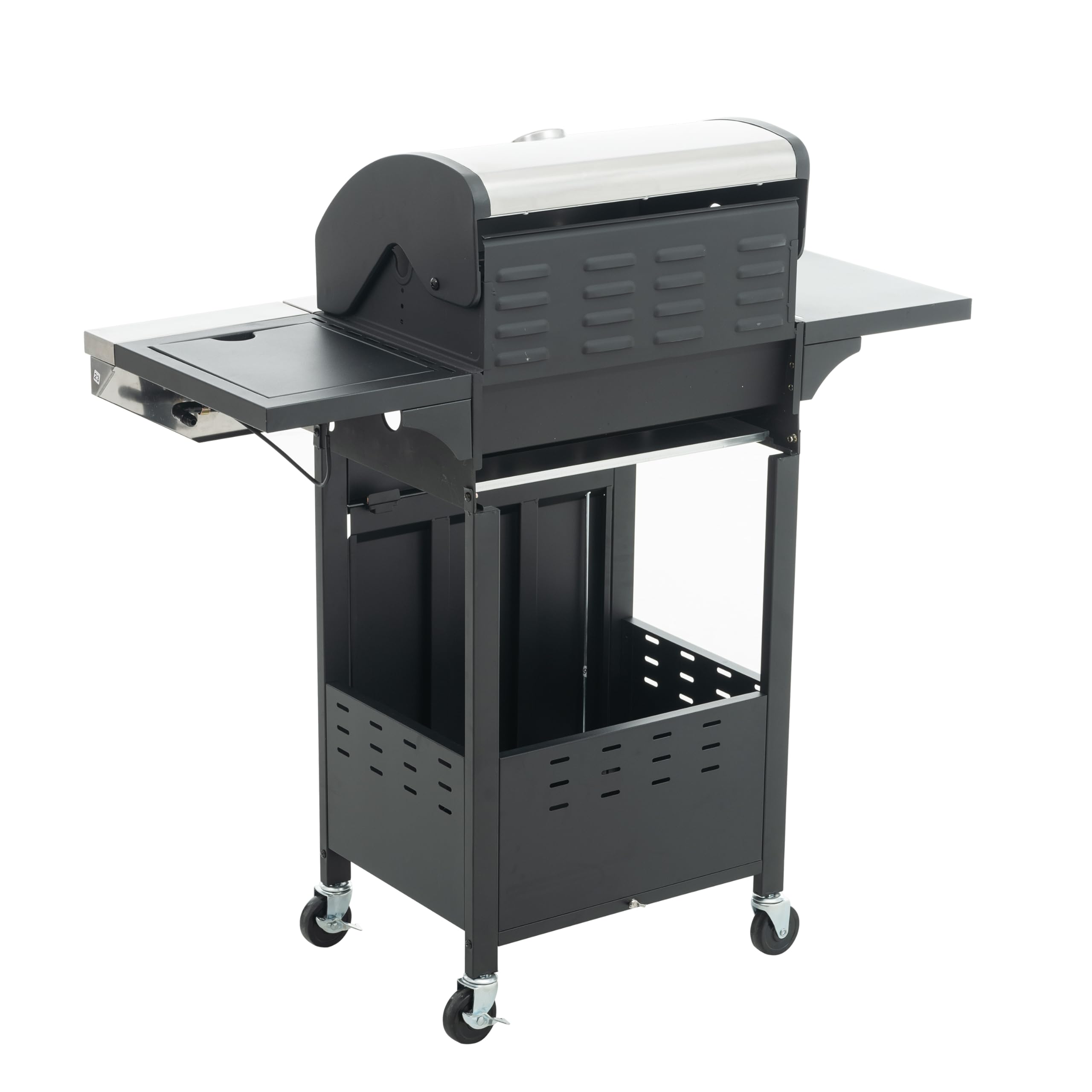 Propane Grill with Side Burner and Temperature Gauge - Stainless Steel Gas Grill with 3 Heads and 430 Thickness - Outdoor Cooking Grill with Electronic Ignition System and Cast Iron Cooking Grids