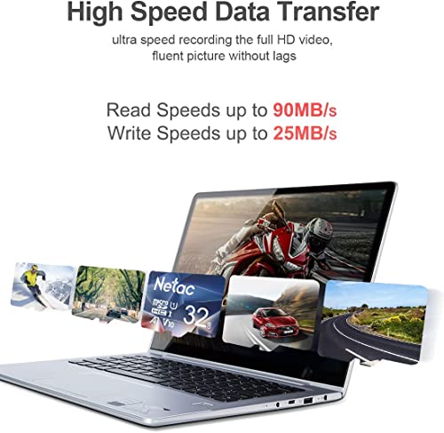 Netac 32GB Micro SD Card, 2 Pack Micro Mini SD Card SDHC UHS-I Memory Card, High Speed TF Card up to 90MB/s - Full HD Video Recording U1, Class10, V10, A1