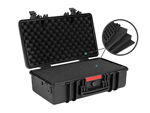 Monoprice Weatherproof Hard Case - 22 x 14 x 8 Inches - With Customizable Foam, IP67, Shockproof, Name Plate, Black