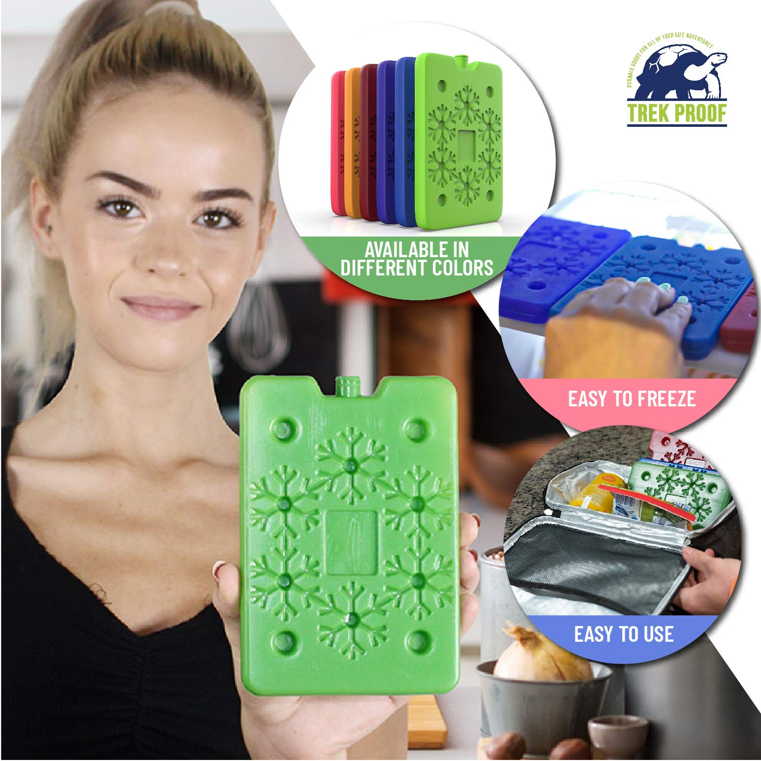 Ice Packs for Lunch bags and Coolers | Bento Lunch box, Cooler Bag for Work, School, Picnic or Camping | Reusable Small Freezer Ice Pack for Cooler or Ice Pack for Lunch Box Kid Friendly (4-Pack)