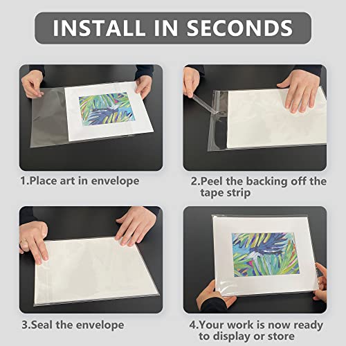 Somime 100 Pack Acid-Free Crystal Clear Sleeves Storage Bags for 8x10 Art Prints/Pictures/Photos/Framing Mat Mattes (Bag Size: 8 1/2” x 10 3/7”)