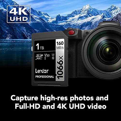 Lexar Professional 1066x 256GB SDXC UHS-I Memory Card SILVER Series, C10, U3, V30, Full-HD & 4K Video, Up To 160MB/s Read, for DSLR and Mirrorless Cameras (LSD1066256G-BNNNU)