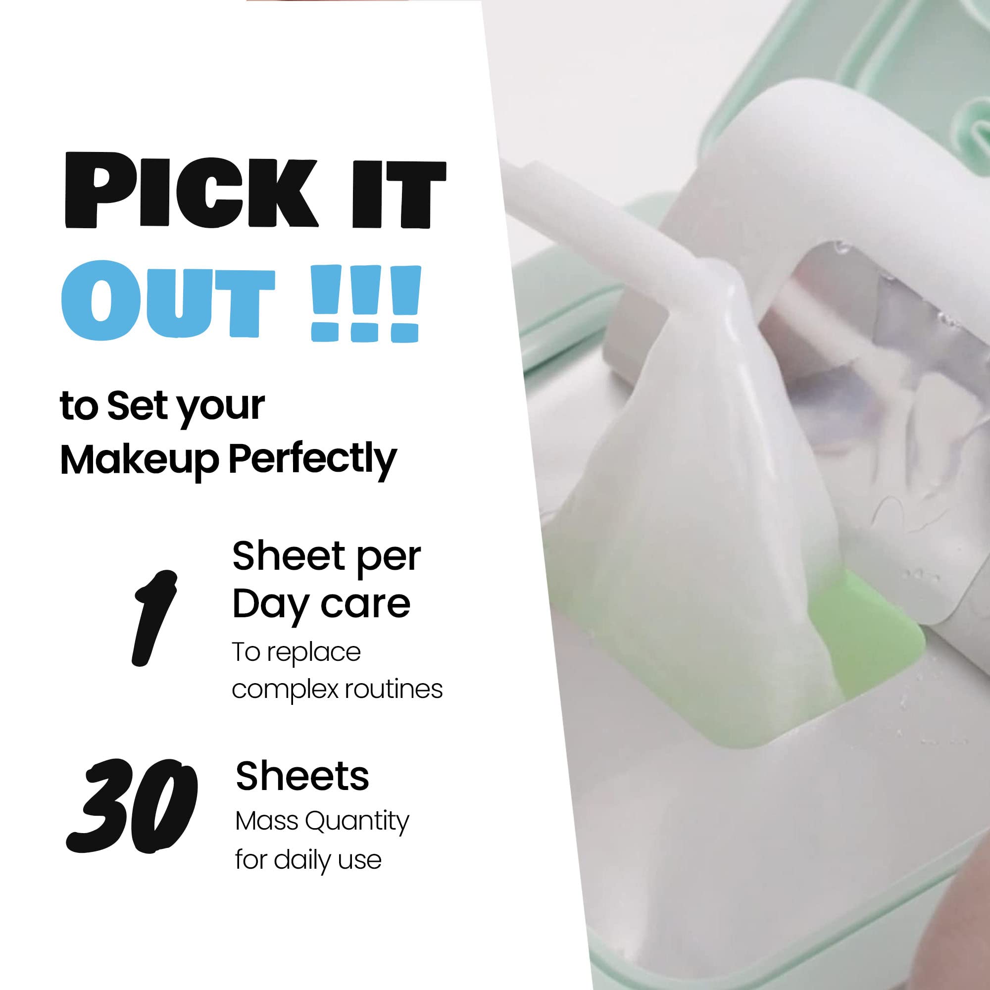DEWYTREE Hyaluronic Acid Moisturizing Mask Sheet for Perfect Makeup, Dispenser Type Refreshing Aqua Mask 30 Sheet - Pick and Quick, Enriched with Amino Acids for Hydrating and Removing Dead Skin Cells