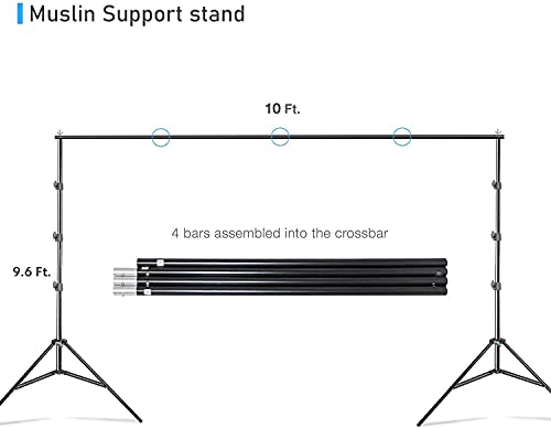 LimoStudio 10 x 9.6 ft. Heavy Duty Backdrop Stand / 10 x 20 ft. Green Background Screen / 700W Continuous Output Umbrella Lighting Kit, AGG408