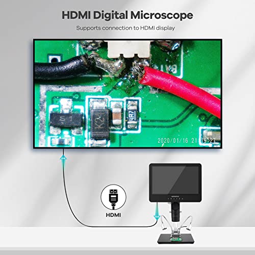 Andonstar AD249S-M 10.1 Inch HDMI Digital Microscope 2000x for Adults, 3 Lens 2160P UHD Video Record, Soldering Microscope, Coin Microscope, Biological Microscope Kit with 32G Card, Windows Compatible