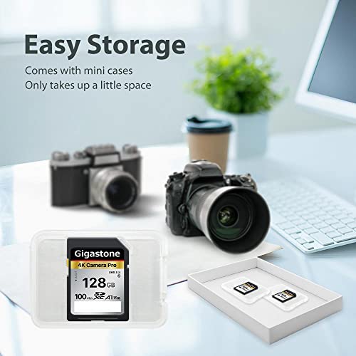 Gigastone 128GB SD Card V30 SDXC Memory Card High Speed 4K Ultra HD UHD Video Compatible with Canon Nikon Sony Pentax Kodak Olympus Panasonic Digital Camera, with 1 Mini case