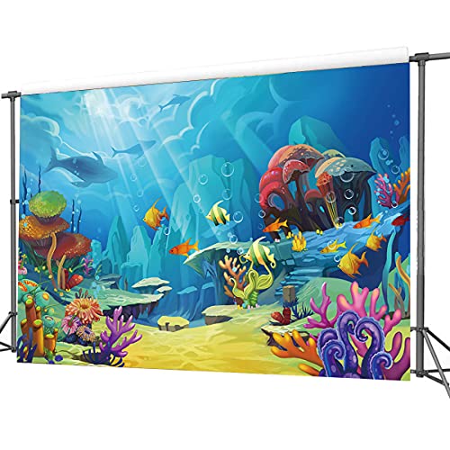 CHAIYA Under The Sea Backdrop Ocean Little Mermaid Backdrop Background for Under The Sea Theme Baby Shower Photo Booth Banner Party Cake Table Decoration 7x5ft 109
