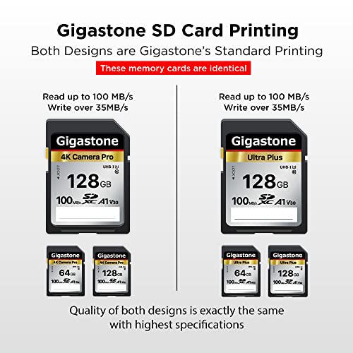 Gigastone 128GB SD Card V30 SDXC Memory Card High Speed 4K Ultra HD UHD Video Compatible with Canon Nikon Sony Pentax Kodak Olympus Panasonic Digital Camera, with 1 Mini case