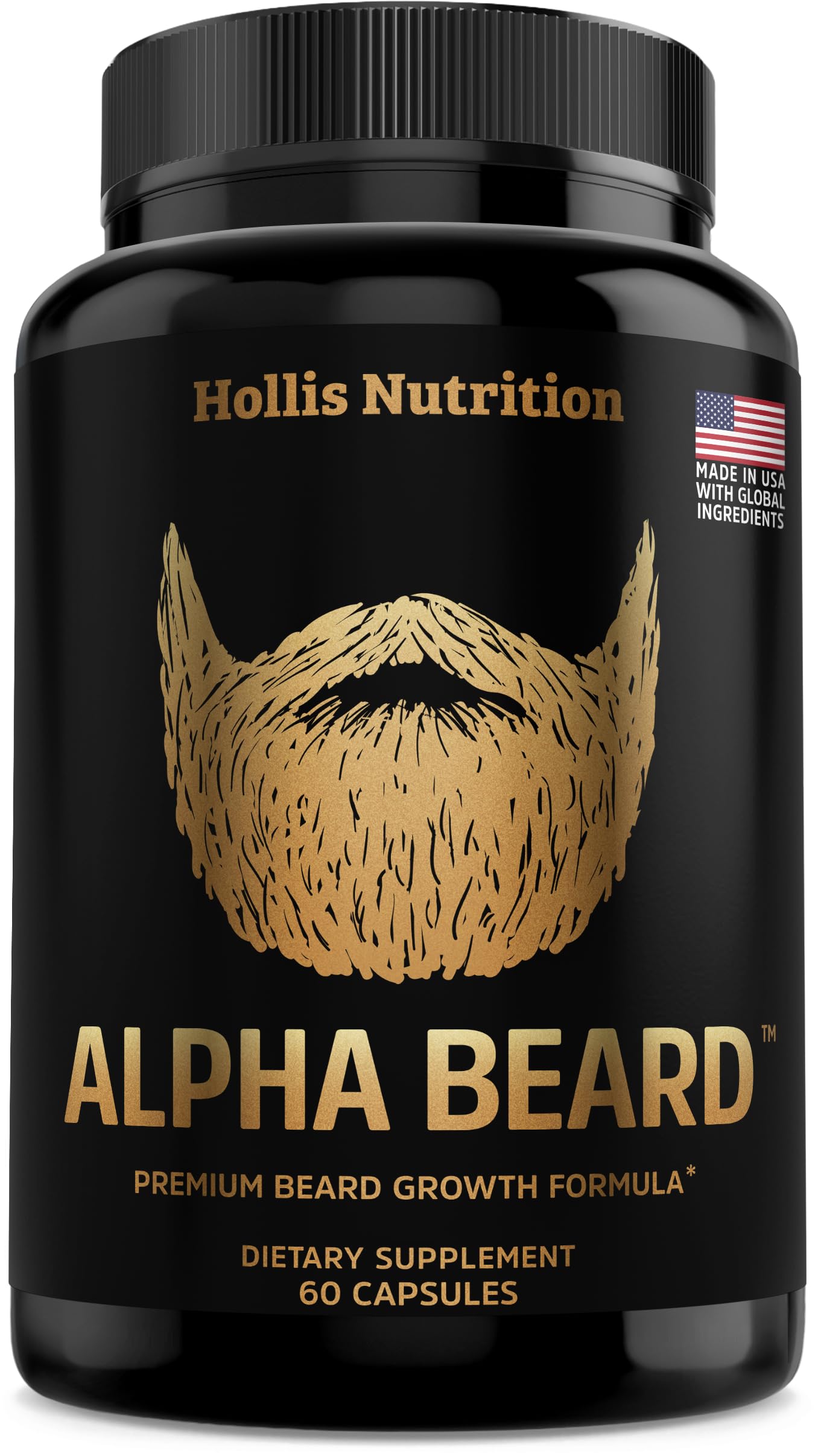 ALPHA BEARD Growth Vitamins | Biotin 10K MCG, OptiMSMÂŽ, goMCTÂŽ, BioPerineÂŽ, Collagen | Beard and Hair Growth Supplement for Men | Regrow Stronger, Thicker, Healthier Facial Hair - For All Hair Types
