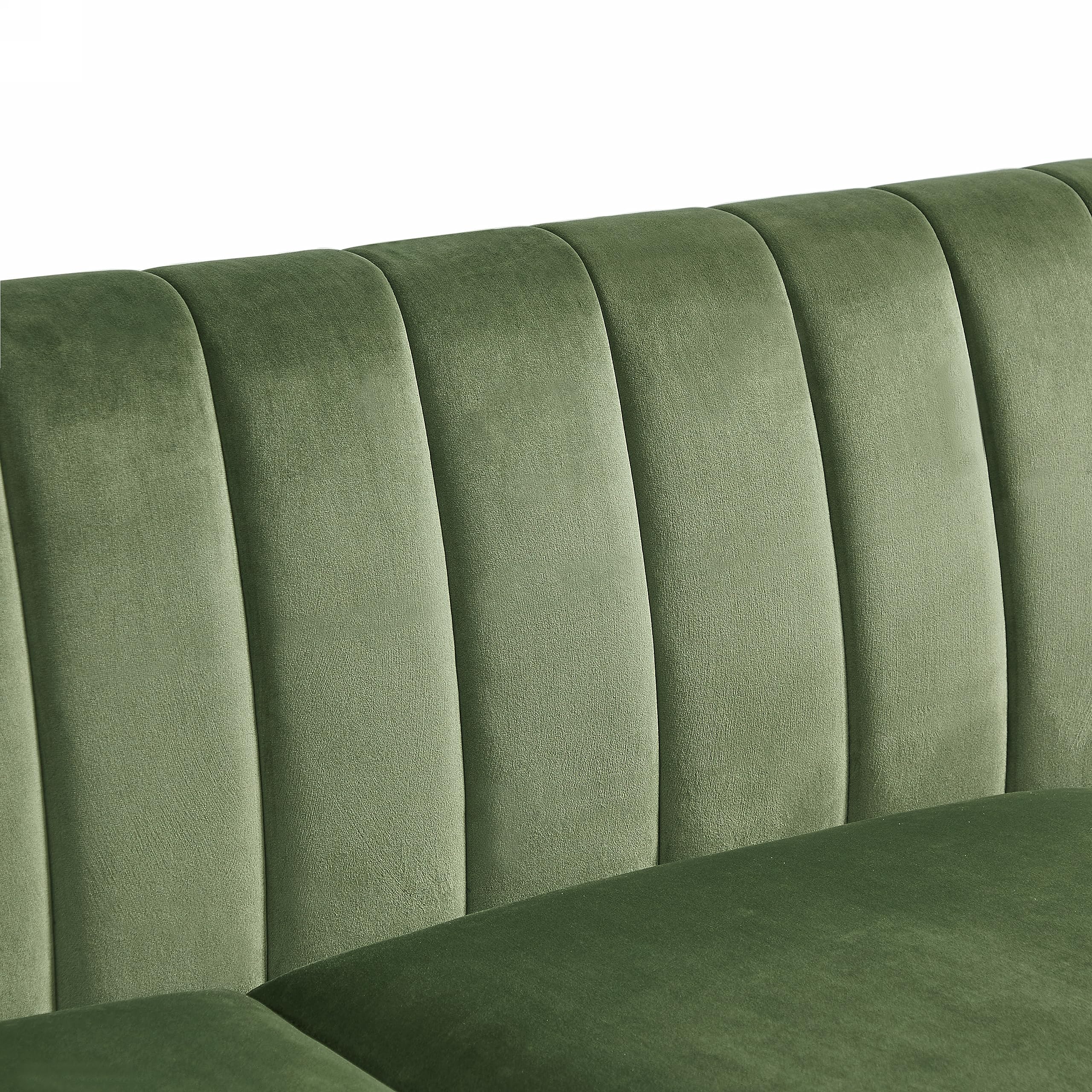 Gecheer Mid Century Modern Chesterfield Sofa Couch, Comfortable Upholstered Sofa with Velvet Fabric and Wooden Frame and Wood Legs for Living Room/Bed Room/Office Green -3 Seats