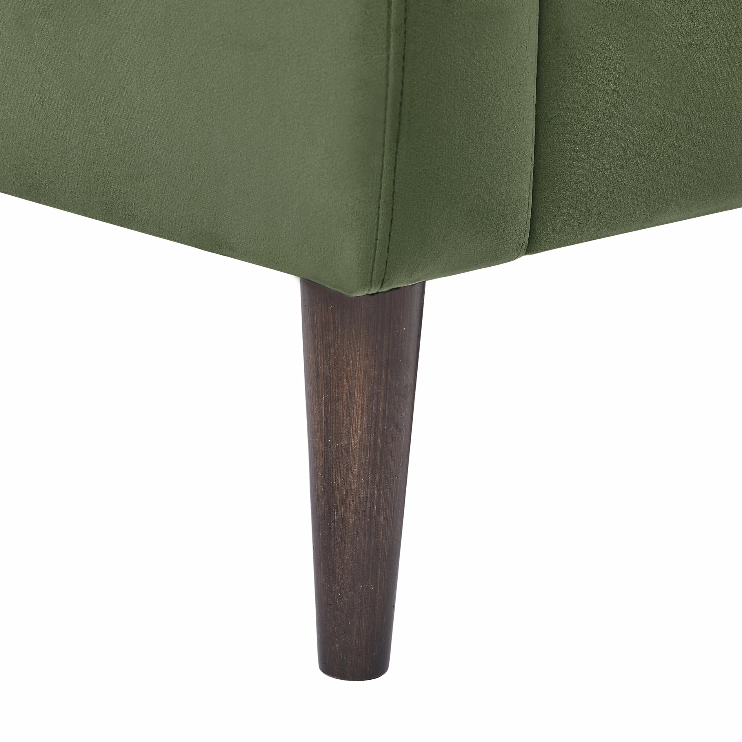 Gecheer Mid Century Modern Chesterfield Sofa Couch, Comfortable Upholstered Sofa with Velvet Fabric and Wooden Frame and Wood Legs for Living Room/Bed Room/Office Green -3 Seats