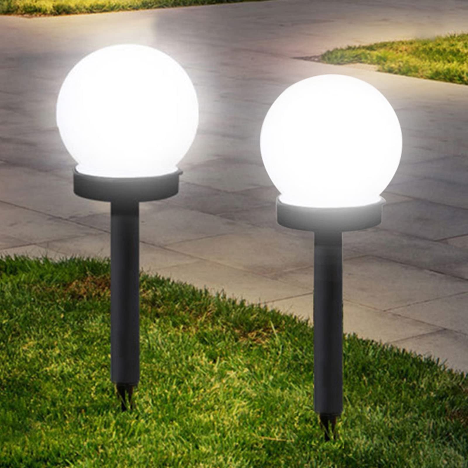 fangzi Solar Ball Light,2Pcs Outdoor Waterproof L-ED Solar Ball Light Garden Lawn Lamp Path Ground Light