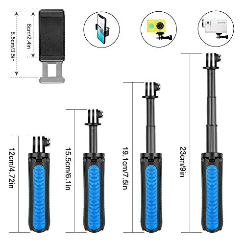 Taisioner Mini Pocket Selfie Stick Shorty Tripod Handle Grip Pole Three in One for GoPro AKASO Insta360 DJI Osmo Action Camera and Smart Phone Kid Adult Available Accessories