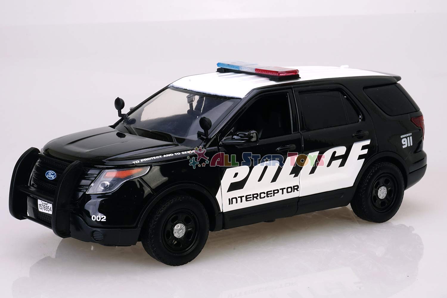 2015 Ford Interceptor Police Car Black/White 1/24 by Motormax 76954
