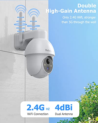 Rebluum Security Camera Wireless Outdoor, 2K Solar Security Camera,Battery Powered 360°PTZ Security Camera,Color Night Vision,PIR Motion Detection,2-Way Audio,Compatible with Alexa
