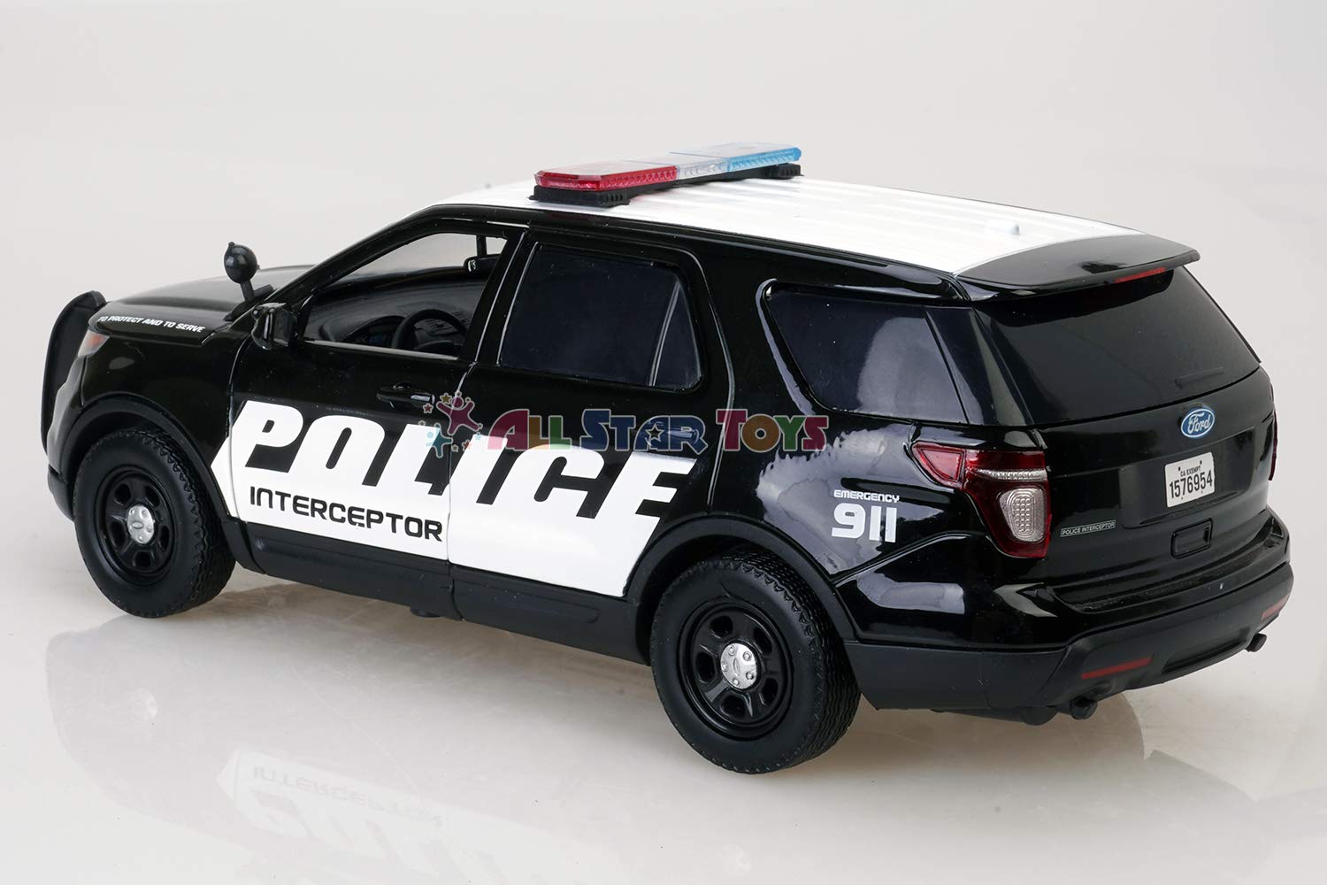 2015 Ford Interceptor Police Car Black/White 1/24 by Motormax 76954