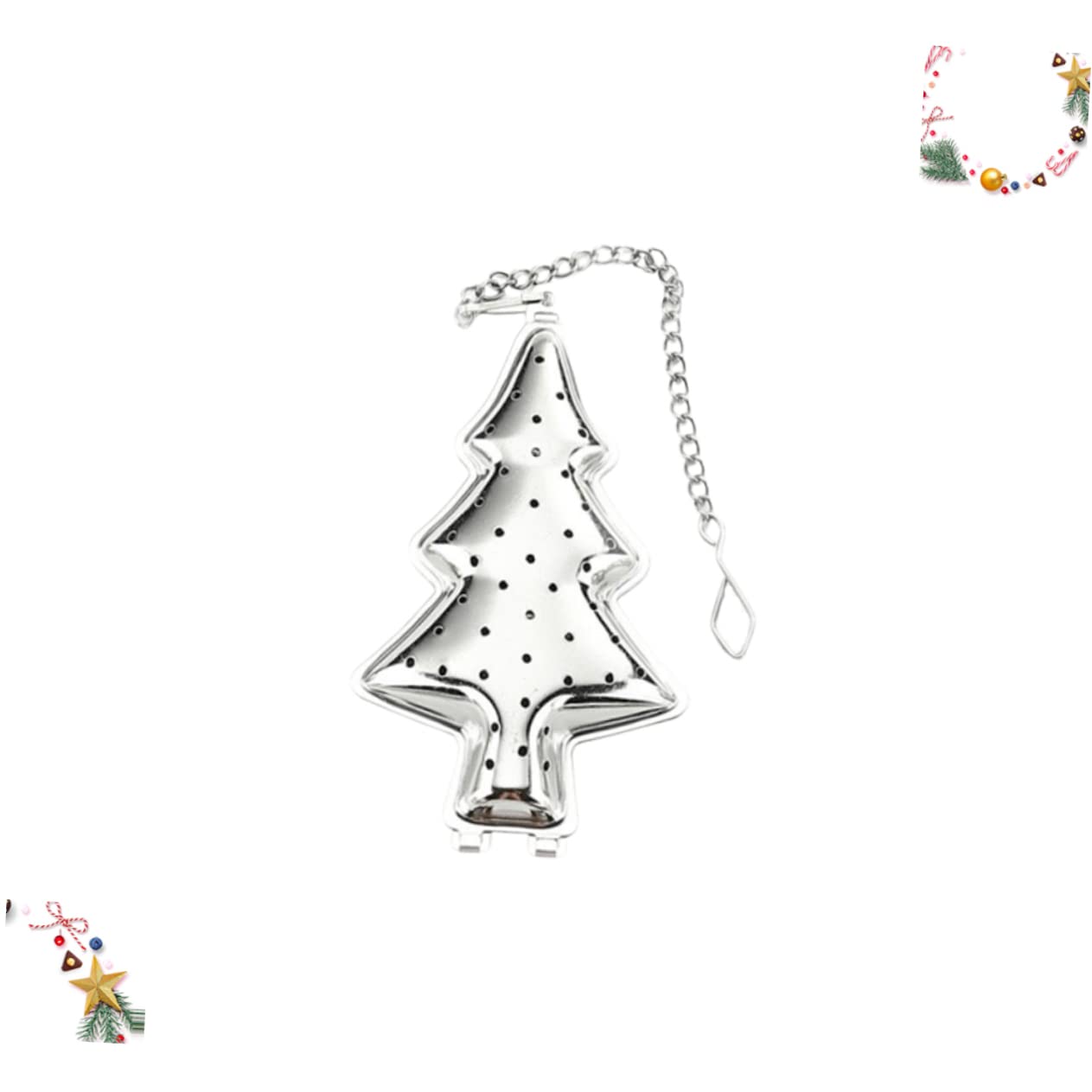 NOLITOY 2pcs Tea Ball Infuser Soup Strainer Stainless Steel Tea Infuser Tea Diffuser for Loose Tea Silver Tea Ball Metal Strainer Chic Tea Leaker Filter Ball Snap Christmas Tree