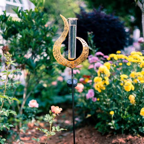 HOBYLUBY 39'' Rain Gauge Outdoor - Solar Flame Design Rain Gauges for Yard, Lawn, Pathway, Patio