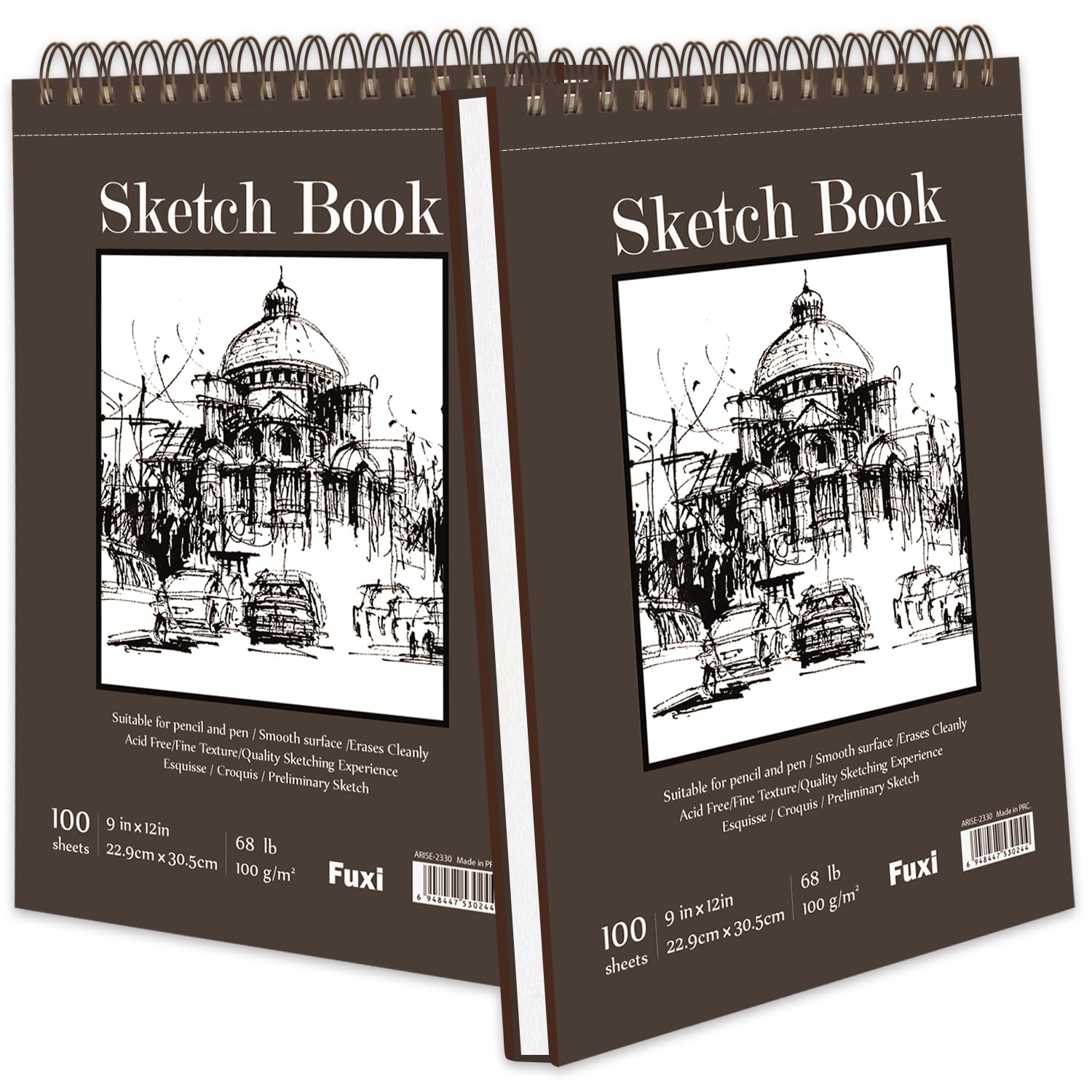 9" x 12" Sketch Book, Top Spiral Bound Sketch Pad, 2 Packs 100-Sheets Each (68lb/100gsm), Acid Free Art Sketchbook Artistic Drawing Painting Writing Paper for Kids Adults Beginners Artists