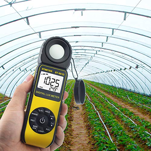 BTMETER BT-881D Digital Illuminance Light Meter, Measure Lights 0.01~400,000 Lux (0.01~40,000 FC) Foot Candles Luxmeter with 270º Rotated Sensor for Plants LED Lights Indoor Outdoor Light Tester