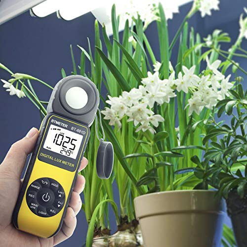 BTMETER BT-881D Digital Illuminance Light Meter, Measure Lights 0.01~400,000 Lux (0.01~40,000 FC) Foot Candles Luxmeter with 270º Rotated Sensor for Plants LED Lights Indoor Outdoor Light Tester