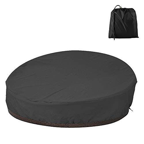 BullStar Patio Round Daybed Cover 90 Inch, Outdoor Garden Furniture Cover Heavy Duty Oxford Fabric Day Bed Sofa Cover Waterproof UV & Weather Resistant